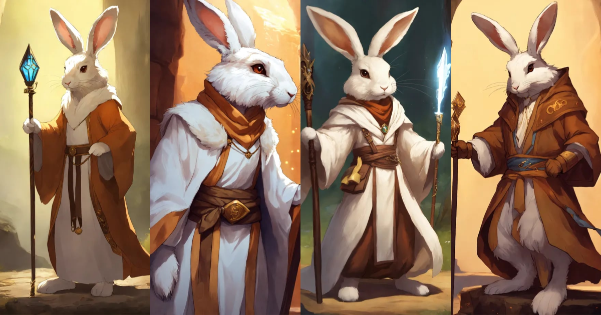 Lexica - Beautiful art, hare wizard, rabbit wizard, white robe, brown ...