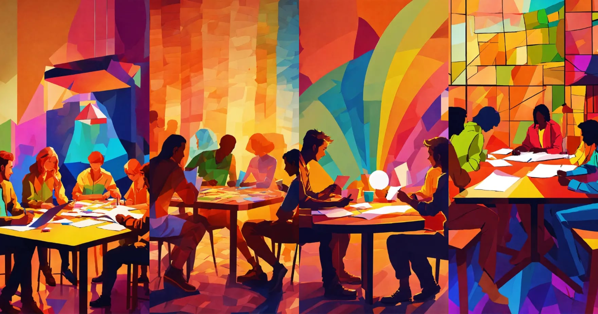 Lexica - A group of friends, sitting at a table, socializing ...