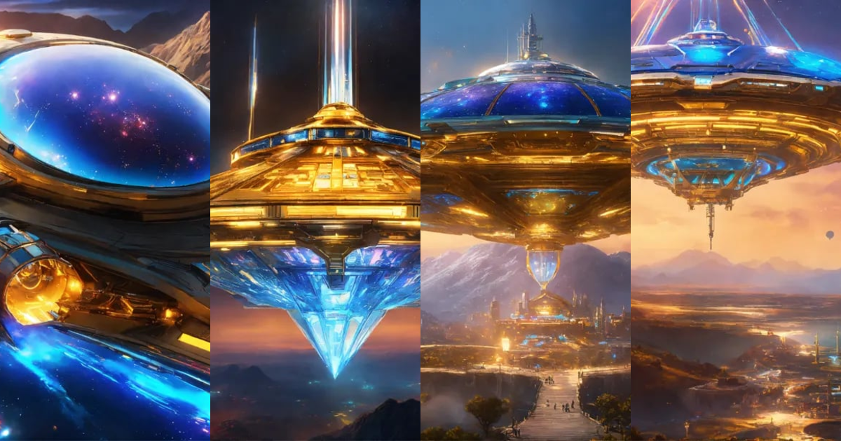 Lexica - Futuristic spaceship,alien design,flying in starry space ...