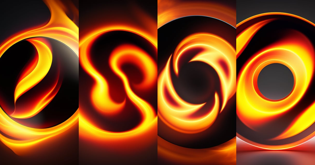 Lexica - Flame in circle shape, stylized on black background