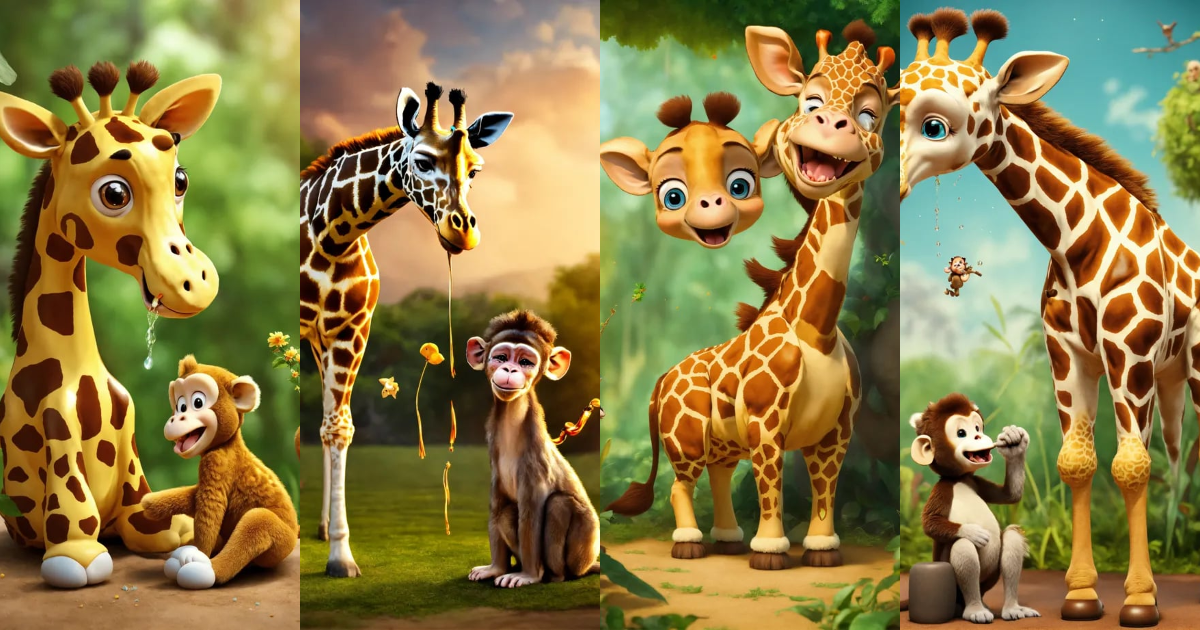 Lexica - Perfect children's images with all the 3D details of a giraffe ...