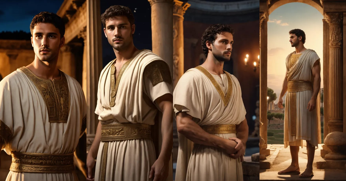 Lexica - A young rich handsome roman man wearing a light-colored tunic ...