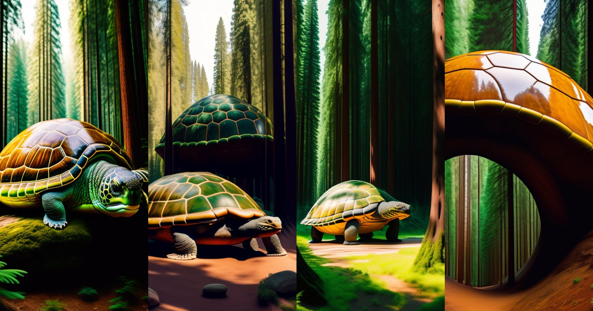 Lexica - Giant land turtle sequoia forest.