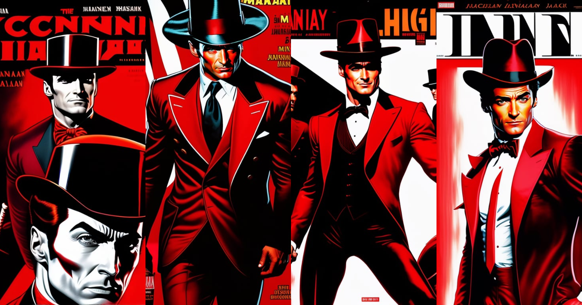 Lexica - Hugh Jackman dressed in red jacket, black hat and a baton in ...