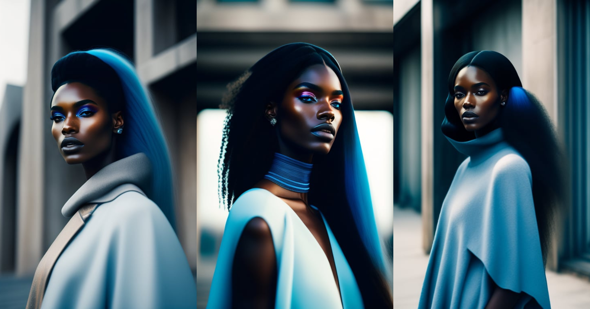Lexica - Portrait of haute couture beautiful black skin fashion model ...