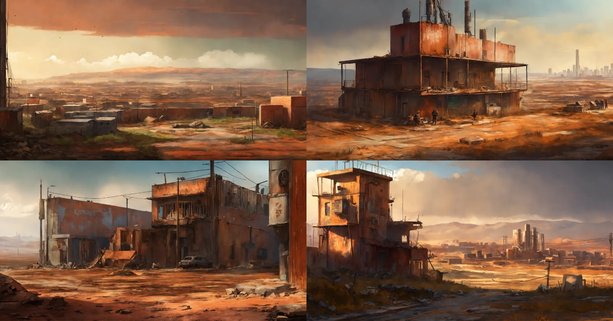 Lexica - Conept art, post apocalyptic, wasteland, small town in the ...