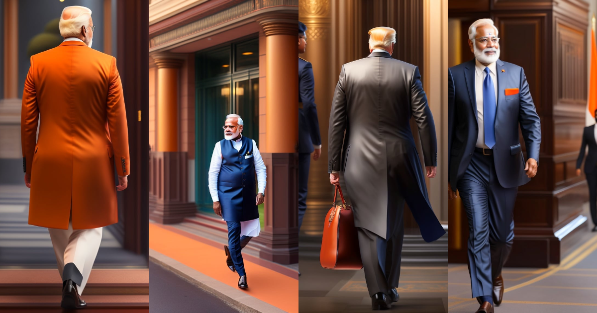 Lexica - Realistic picture of prime minister, modi, walking down from ...