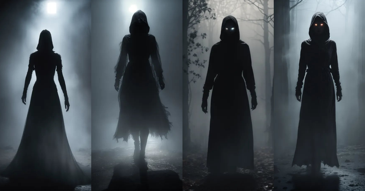 Lexica - Demonic, spooky, scary shadow figure woman emerging from the ...