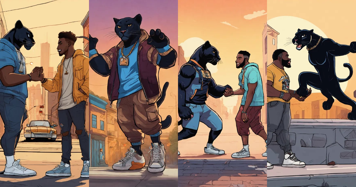 Lexica - A funny cartoon drawn of an panther as a hole animal, but ...