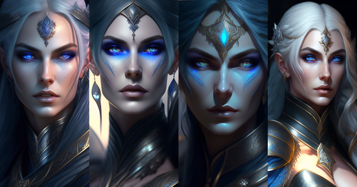 Lexica - High fantasy, dramatic lighting, dark elf, drow, blue skin ...