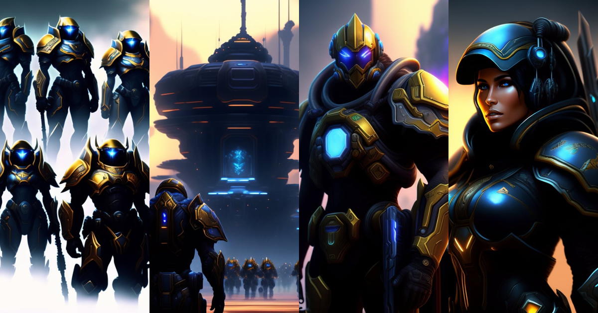 Lexica - Drawing of an army in starcraft 2