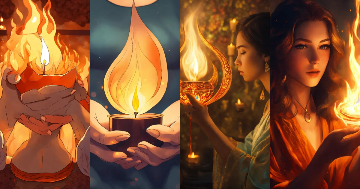 Lexica - Wikihow art. Close-up of a woman's hands, holding a flame or ...