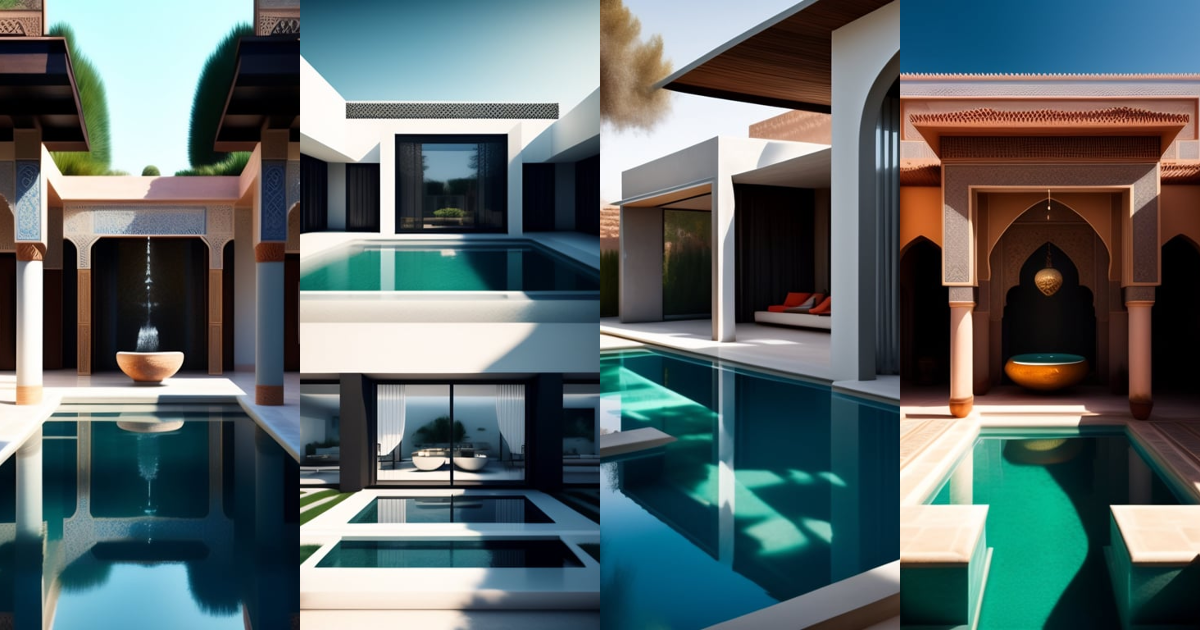 Lexica - Modern moroccan architecture house with fountains