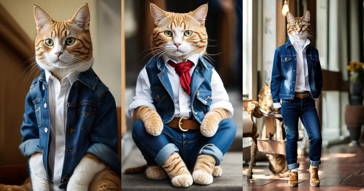 Lexica - A cat like human with two legs, a fashion-forward feline ...