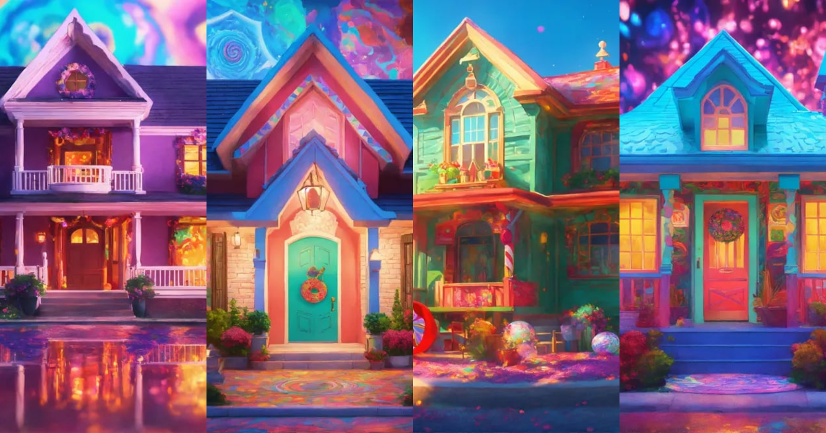 Lexica - Traditional cute Peppermint house with a blank welcome sign in ...