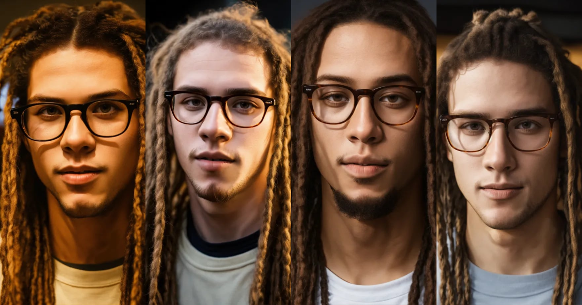 Lexica - White male 20 year old, light skin, long brown dreads, wearing ...