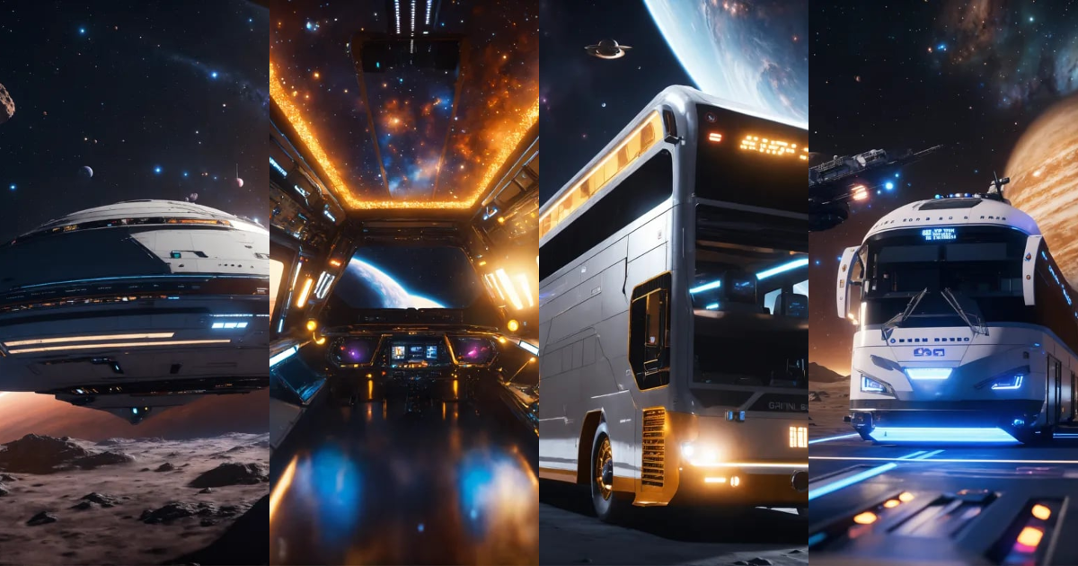 Lexica - Intergalactic tour bus starship traveling through deep space ...