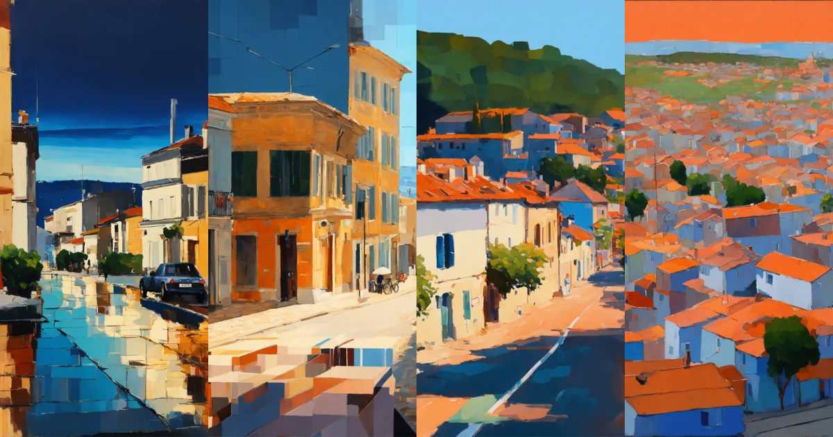 Lexica - Small town, recursive art, oil painting, recursive art ...