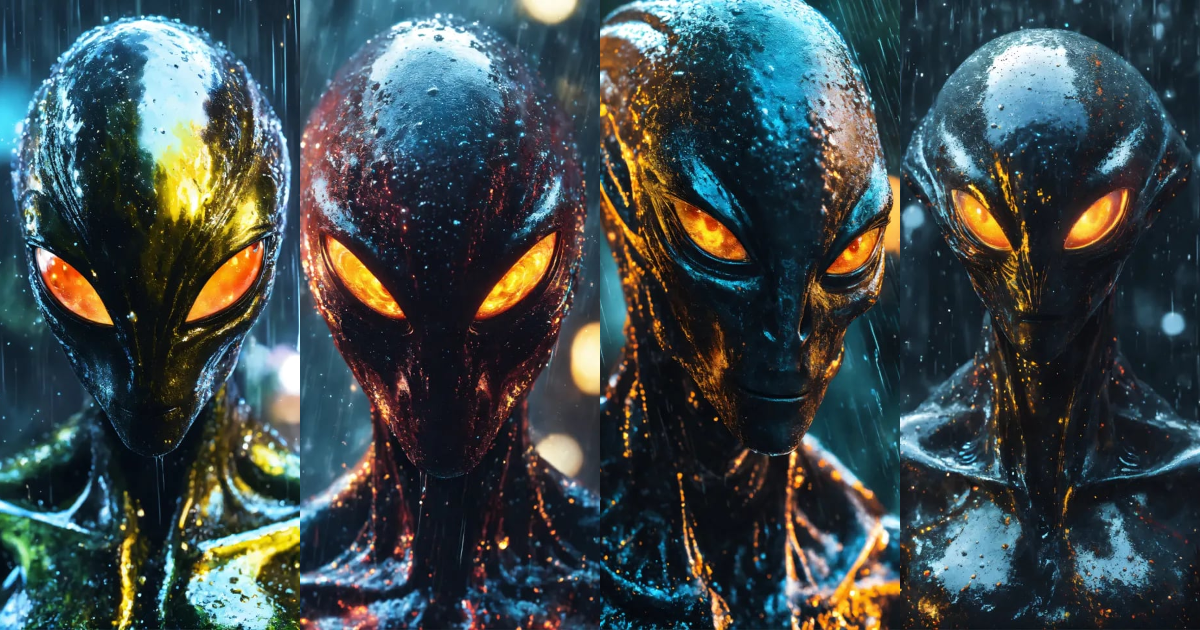 Lexica - An menacing alien with glowing eyes filled with swirling ...