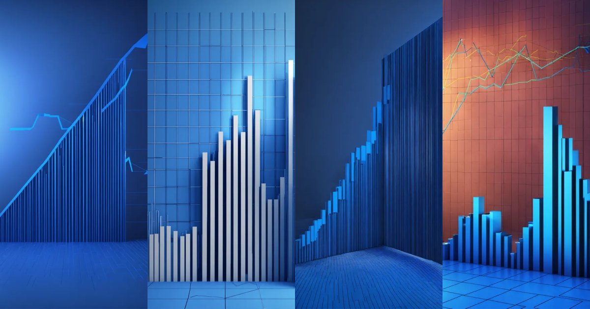 Lexica - Blue line chart going up 3d, blue background
