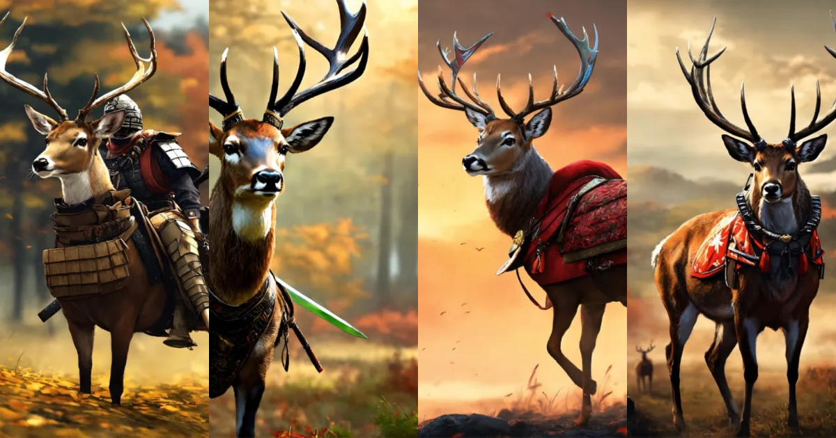 Lexica - Deer samurai. battlefield. hyper realistic.