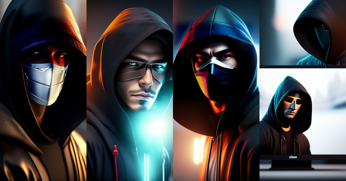 Lexica - A hacker, 3D, centered, ultra realistic, his face is hiden ...