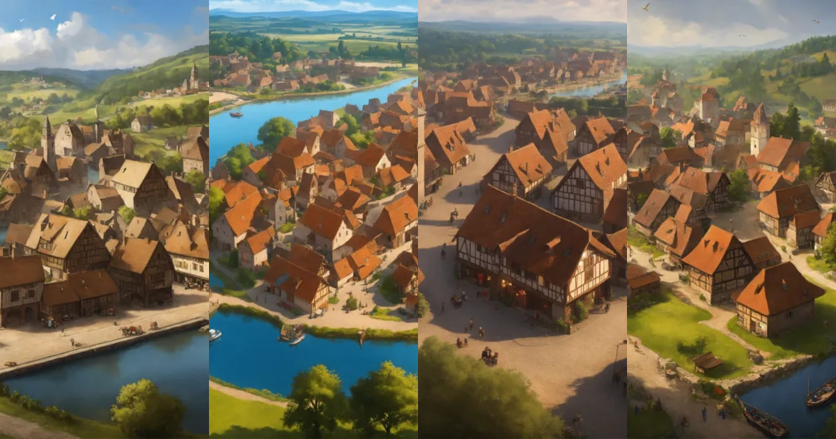 Lexica - Highly realistic, photography, Bird's eye view of a medieval ...