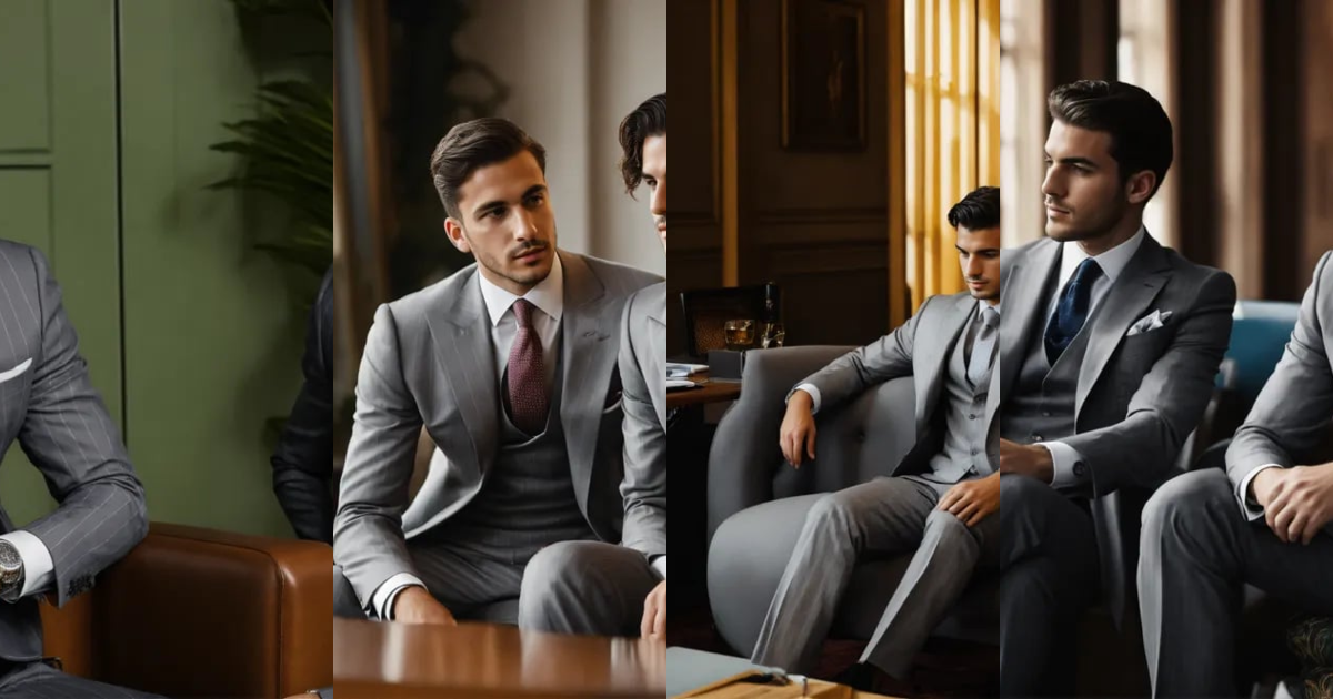Lexica - Two young Italian gentleman in light grey pinstripe vested ...