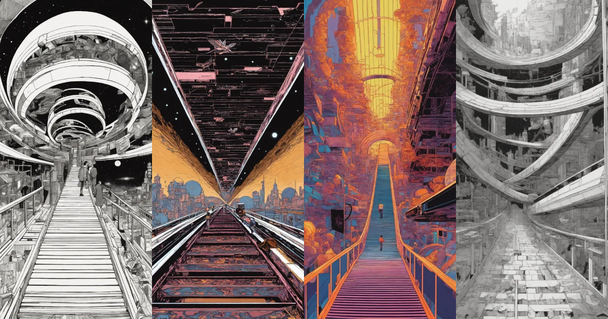 Lexica - Vintage 90's comic style environmental Moebius strip as a ...