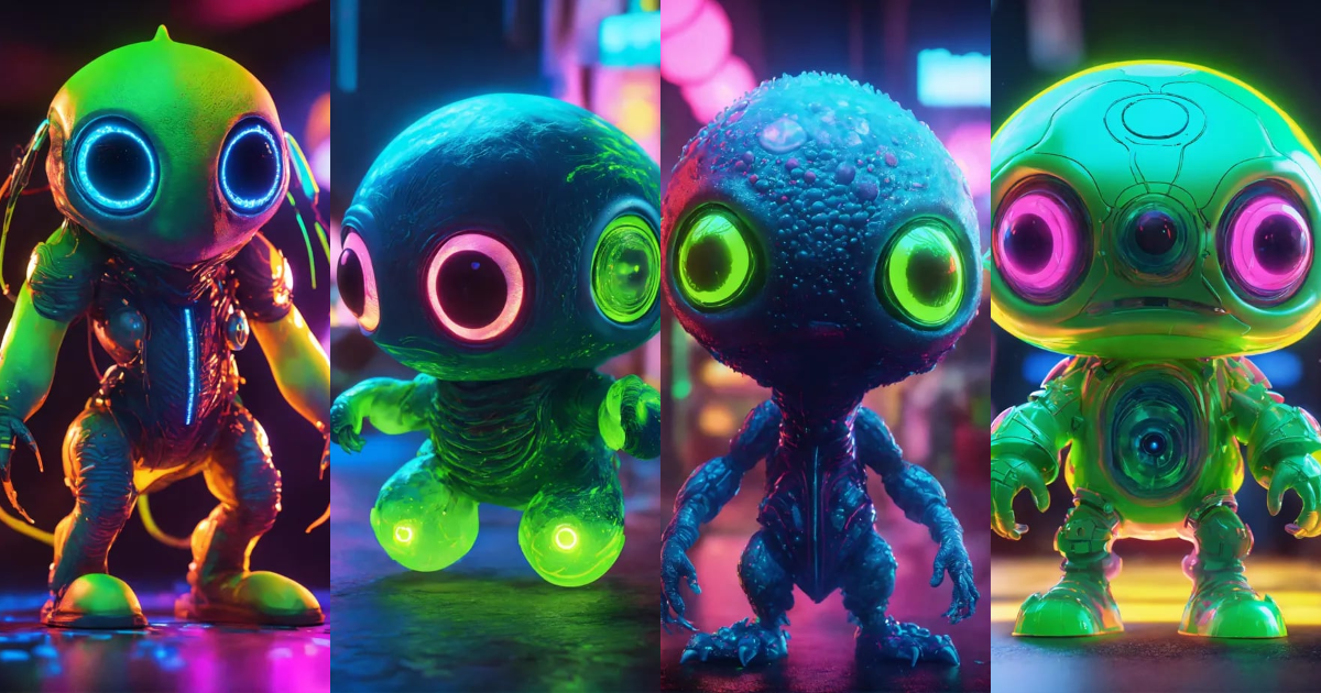 Lexica - Blob, gelly cute alien monster, full-body, neon glow colors ...