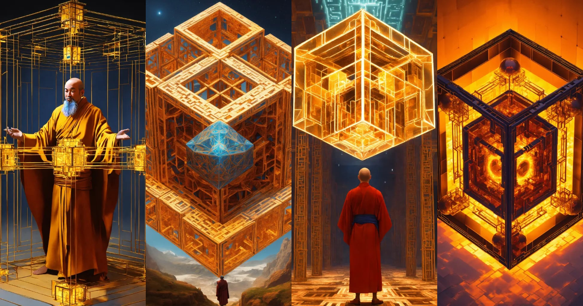 Lexica - Taoist monk tesseract body fractal three point perspective ...