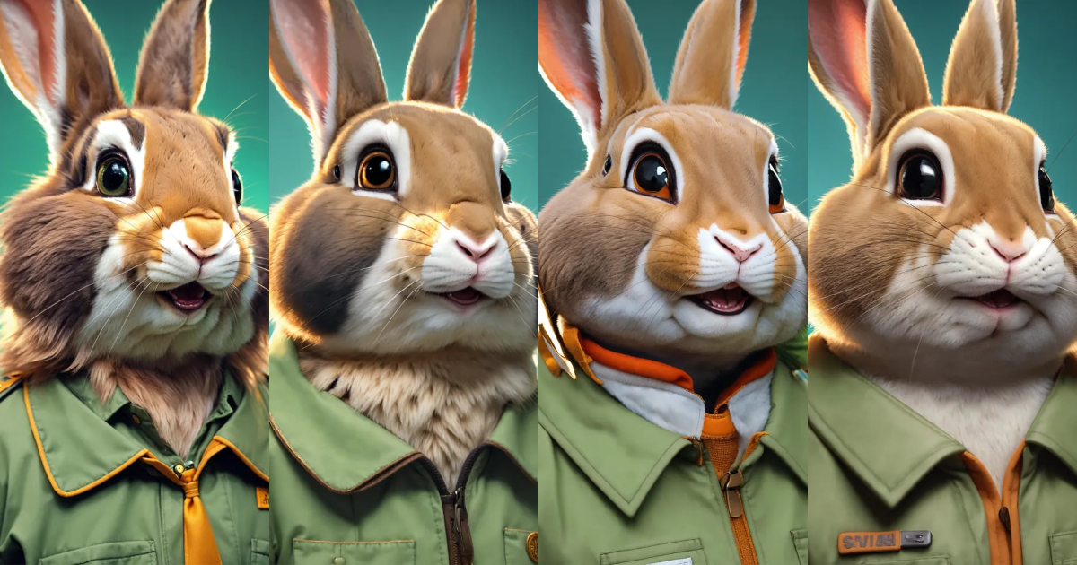 Lexica - A cute smile rabbit, a service person, intense, high ...