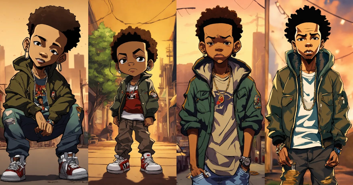 Lexica - Hip hop art style boondocks cartoon full body