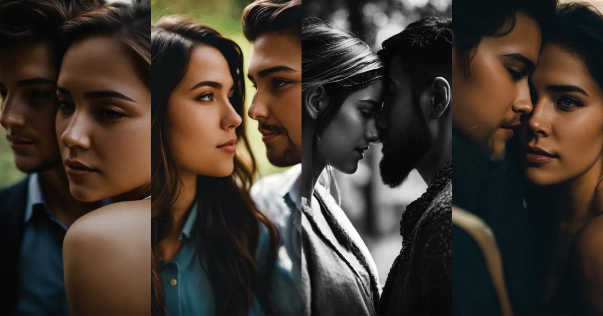 Lexica - A couple eye gazing, connection, intimate, photograph, matte