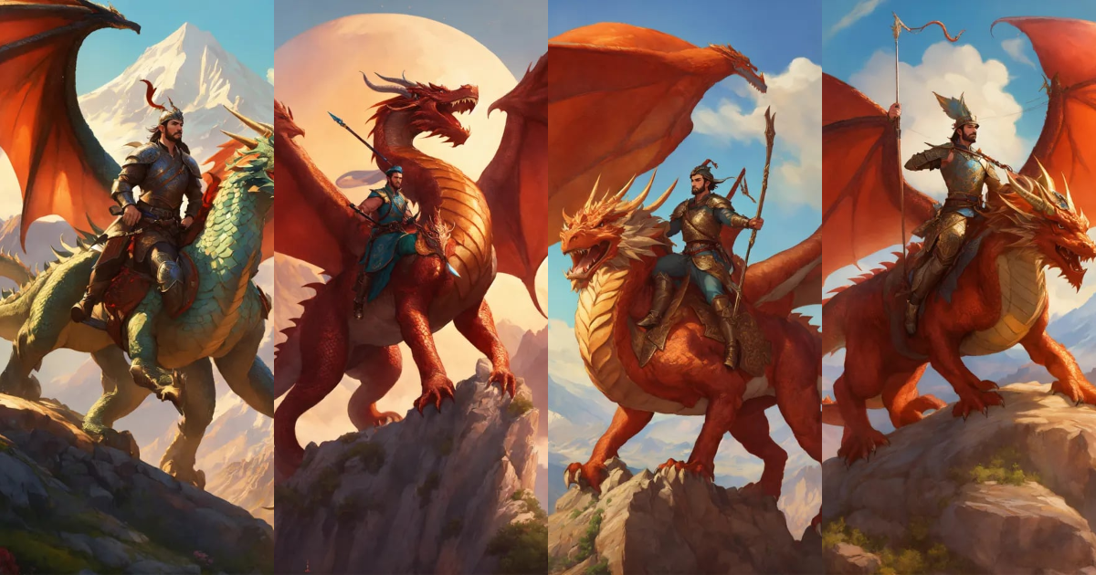 Lexica - A huge Turkish Dragon with lightly armored Persian elf soldier ...