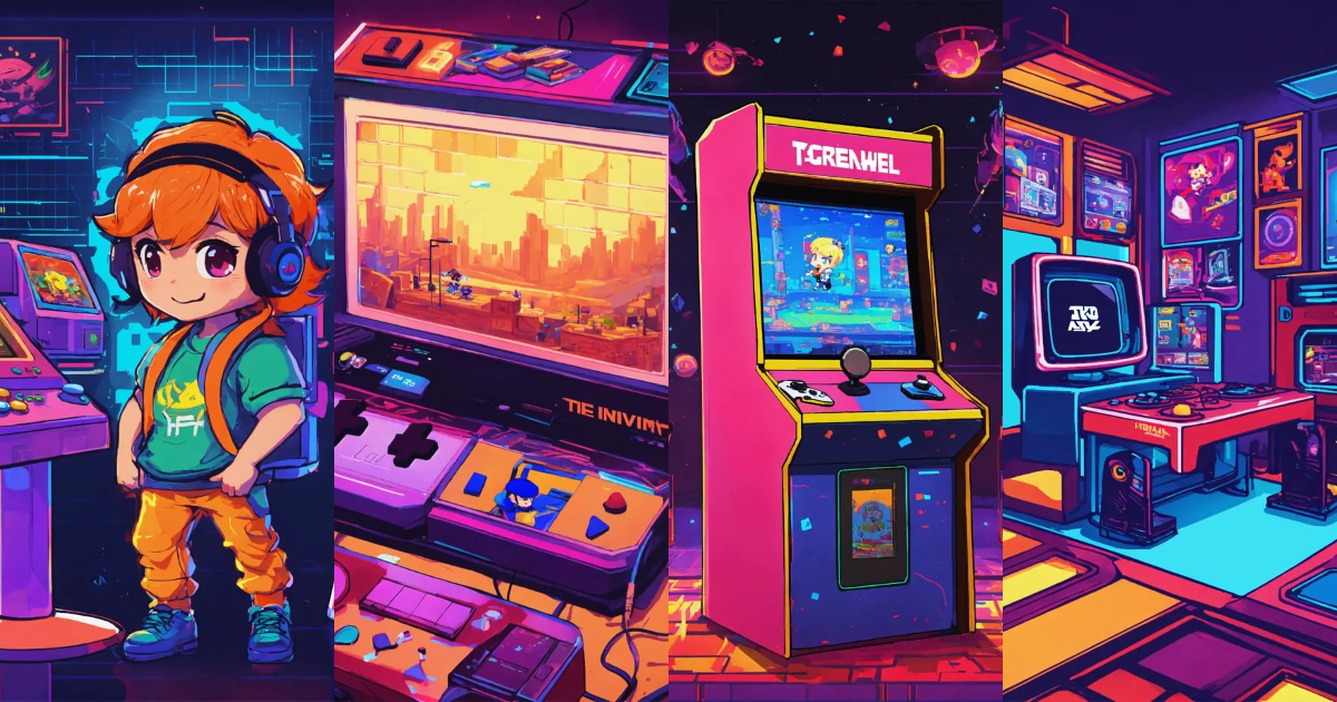 Lexica - Generate AI art in a Chibi 16-bit arcade style, portraying a ...