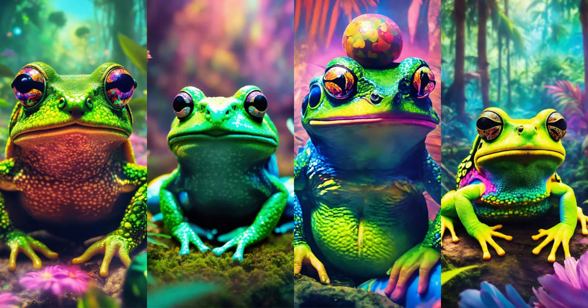 Lexica - I’m Photorealistic pastel trippy raver hippie Toad in surreal ...