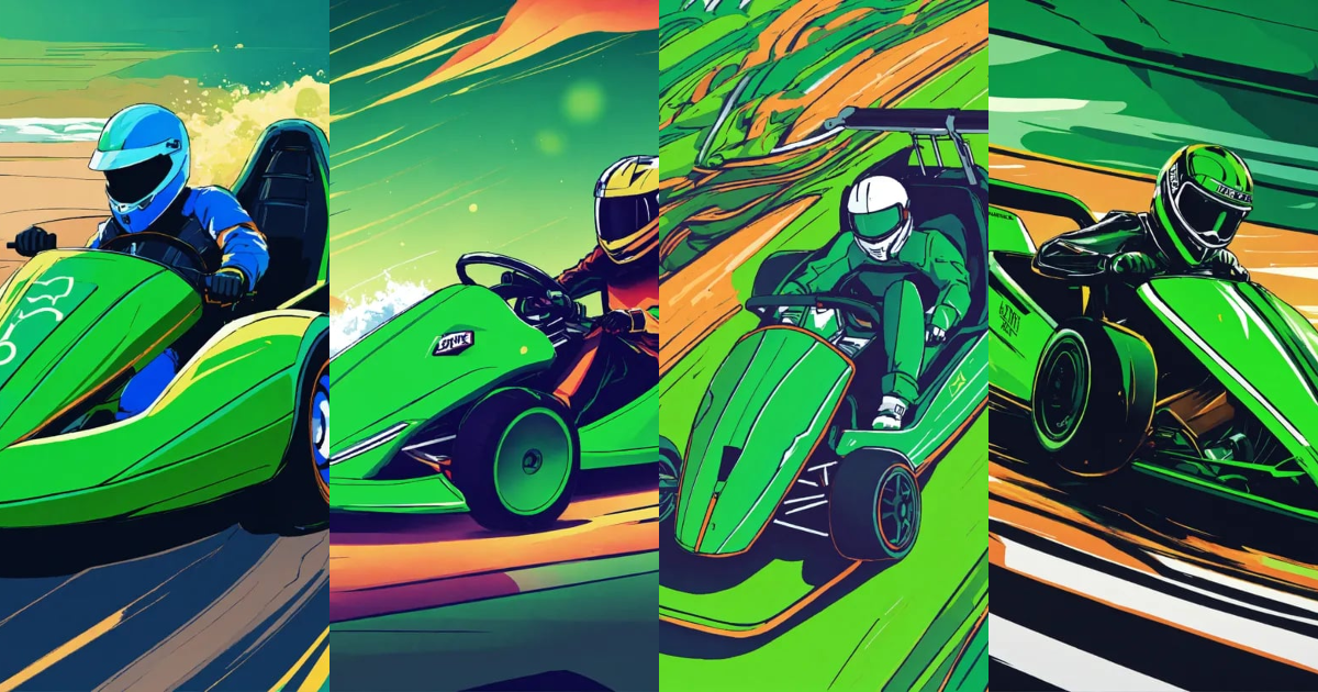 Lexica - Une illustration d'un circuit de kart electrique vert avec le ...