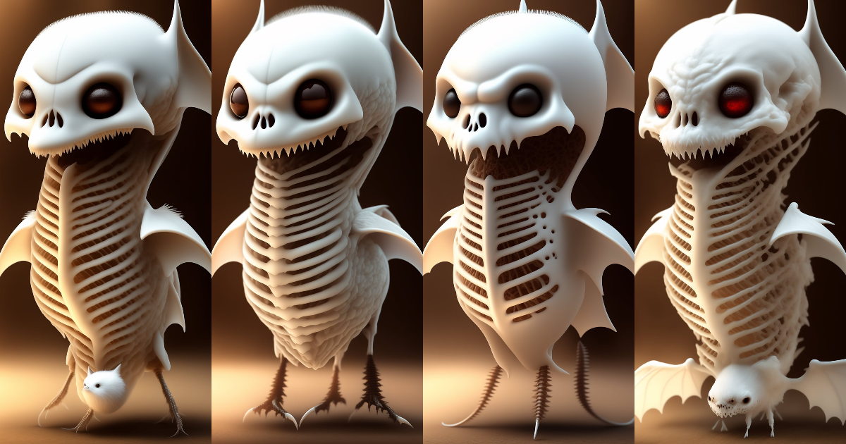 Lexica - Annoying white bat with a big head, weird body parts and looks ...