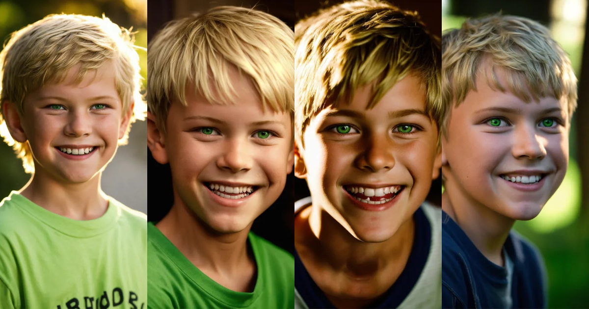 Lexica - Photo of an annoying 9-year-old boy, blonde hair, short hair ...