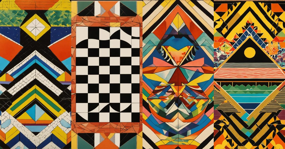 Lexica - Japanese vintage poster, symmetrical patterns, mind-bending ...