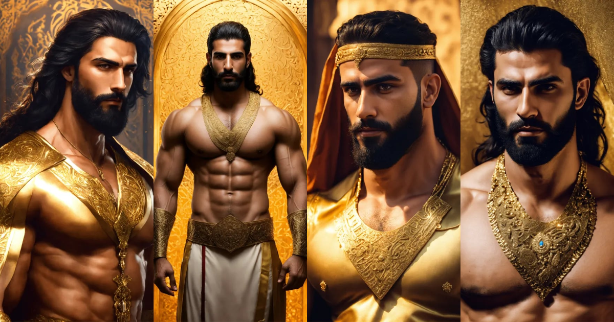 Lexica - A handsome Arabic man, with gold skin. tall muscular build ...