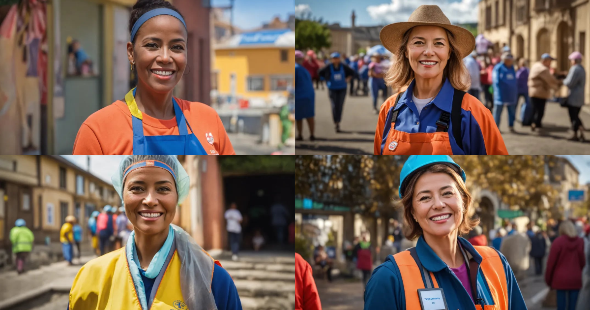 Lexica - A photo portrait of an happy charity volunteer woman helping ...