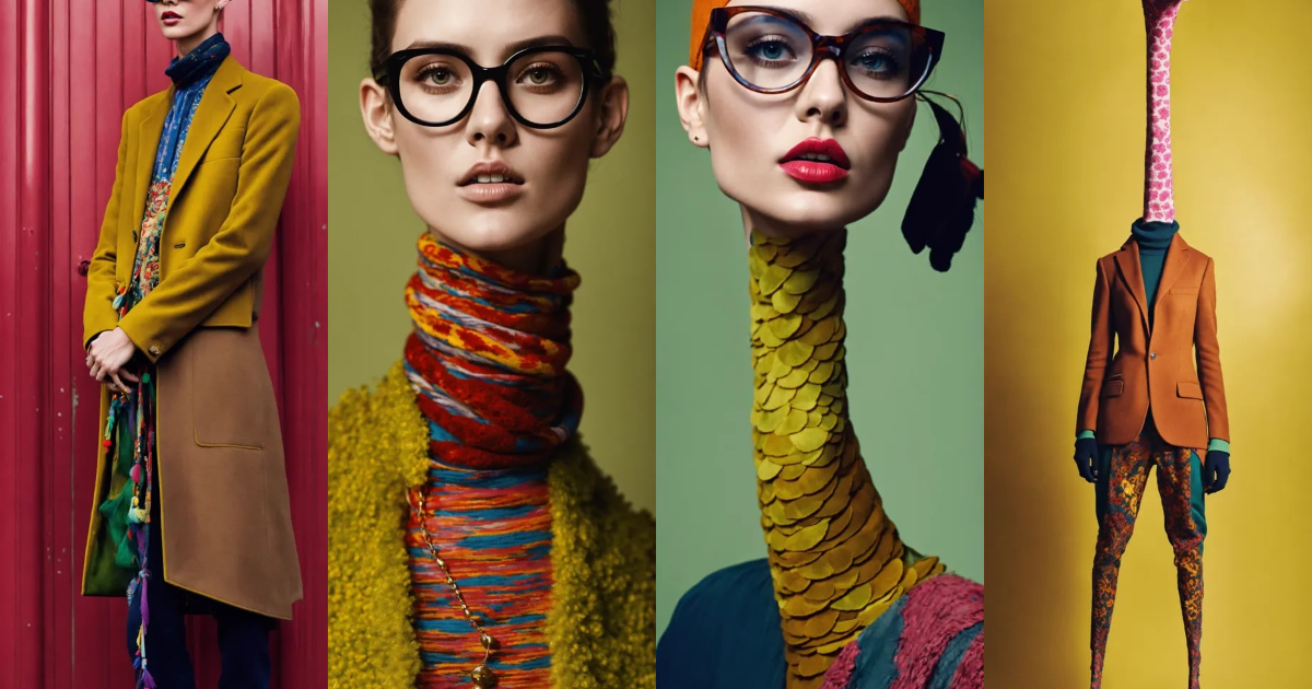 Lexica - Hipster with very (long) neck, vogue photo shoot, weird, funny