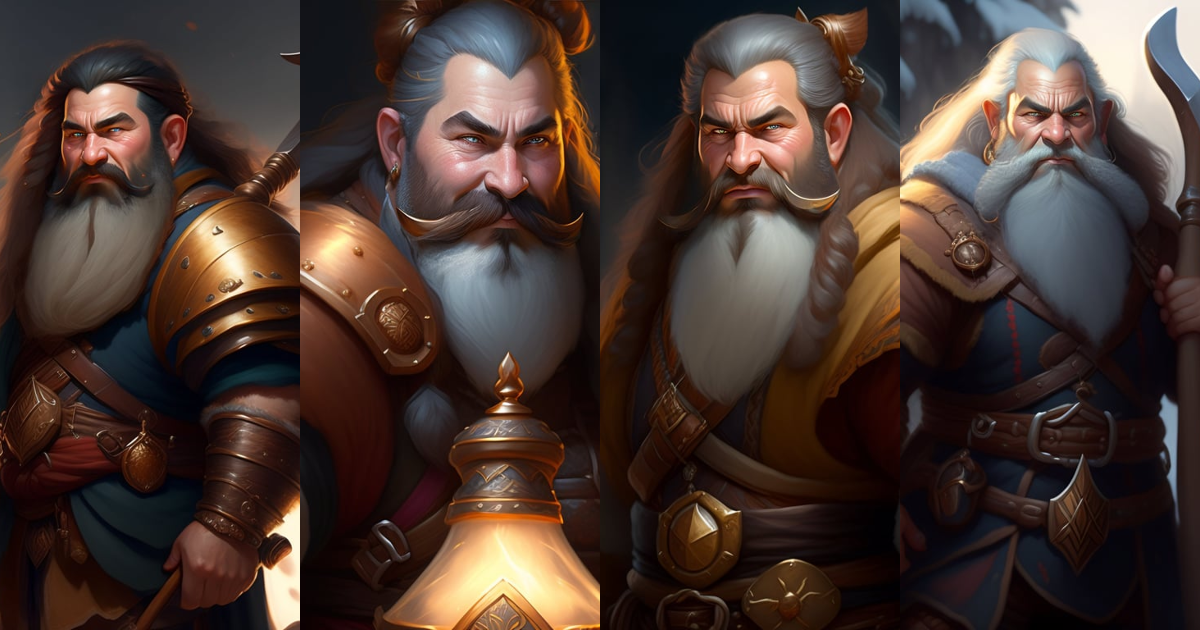 Lexica - A detailed portrait of a dwarf with a big nose, wielding a ...