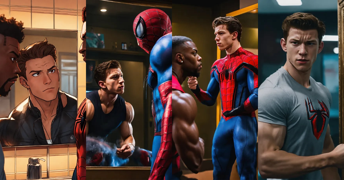 Lexica - Spider-Man tom holland looking at a mirror and seeing a Terry ...