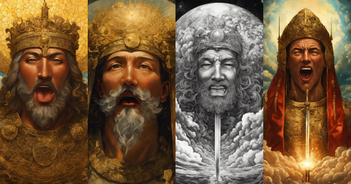 Lexica - In the heavens, the face of an enlightened man with an opened ...