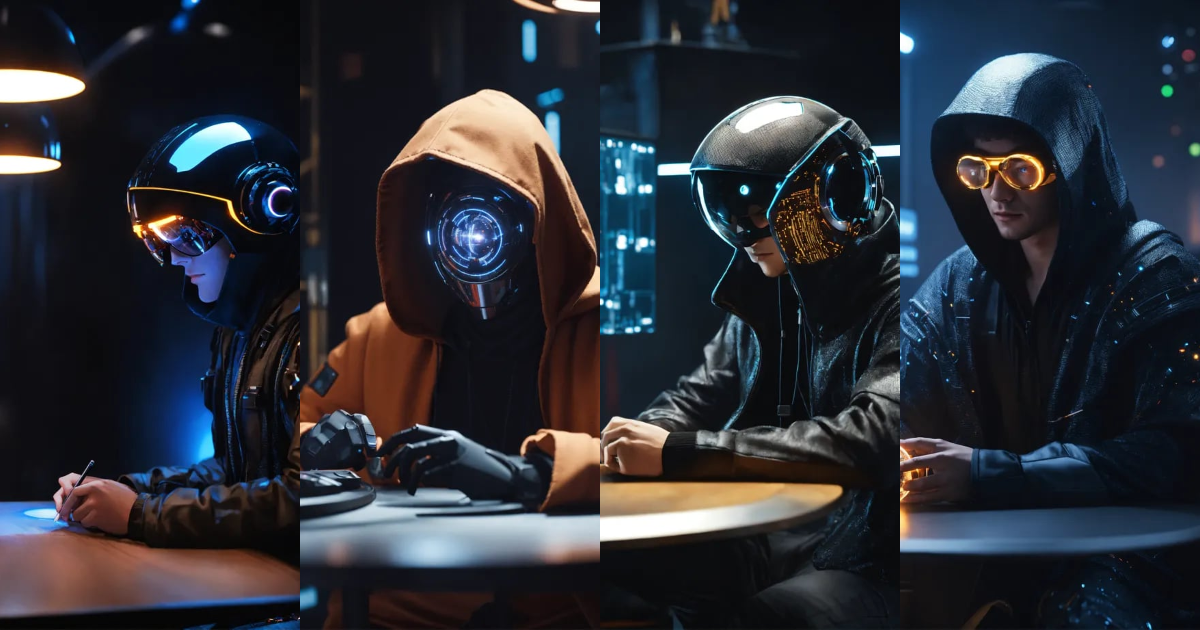 Lexica - Nerdy 25 year old male cyborg hacker wearing futuristic ...