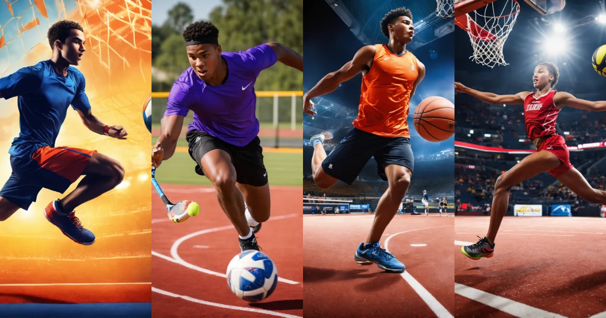 Lexica - Generate an image of a multi-sport athlete in the midst of ...