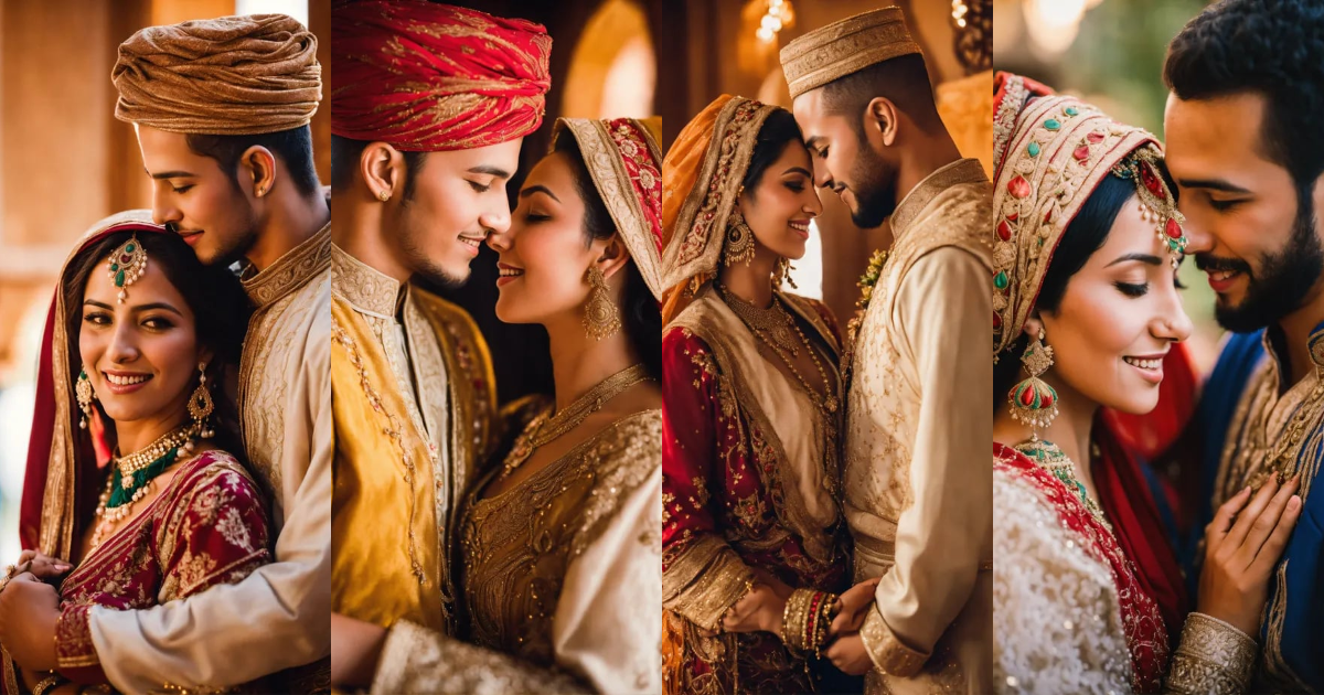 Lexica - Create an image of a Moroccan couple, dressed in traditional ...